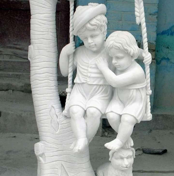 Stone Kids Marble Statue - AsianStoneCraftStudio